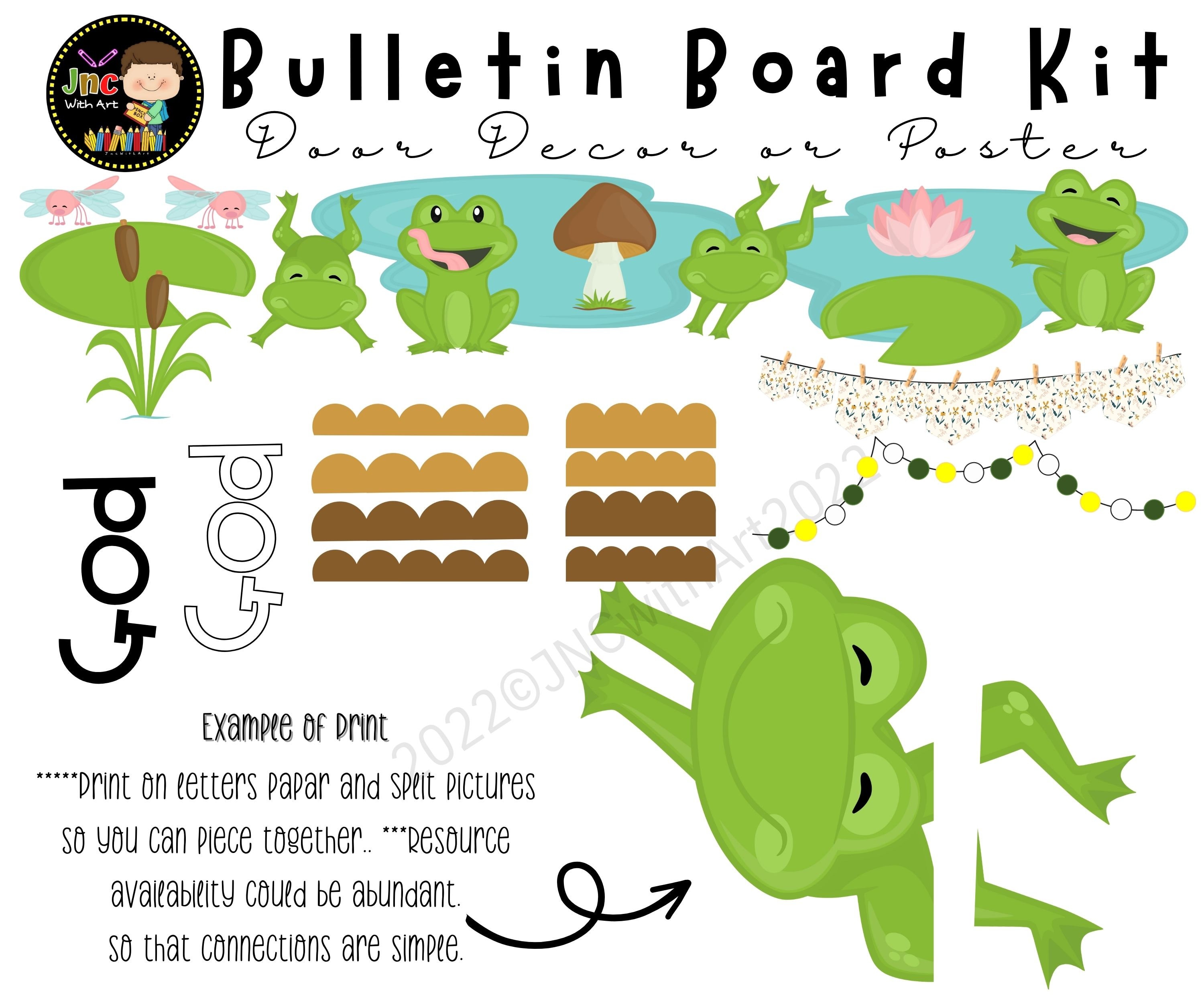Frog Bulletin Board Kit,hoppy Spring,froggy Fuly Rely on God Christian ...
