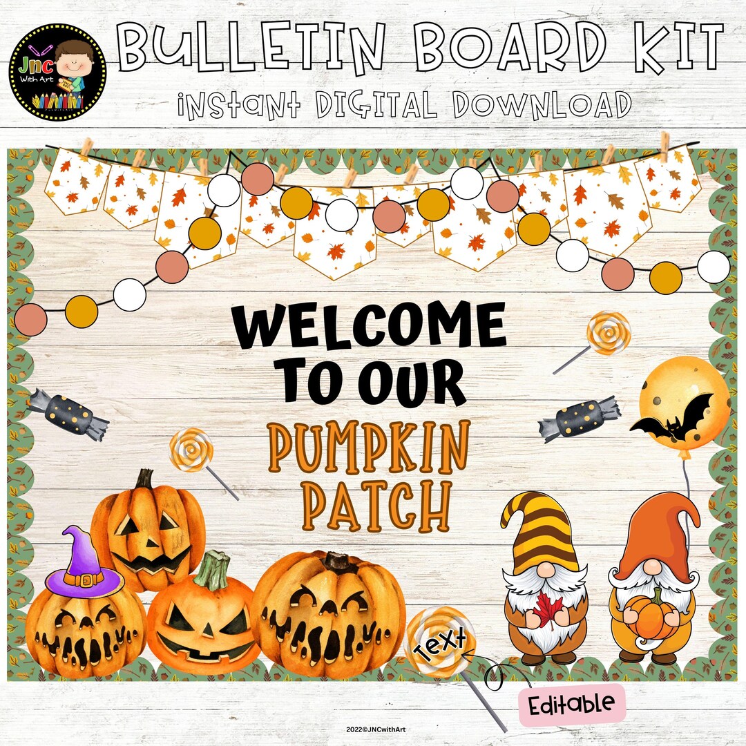 Halloween Gnomes Bulletin Board Kit Pumpkins Oct Door Decoration ...