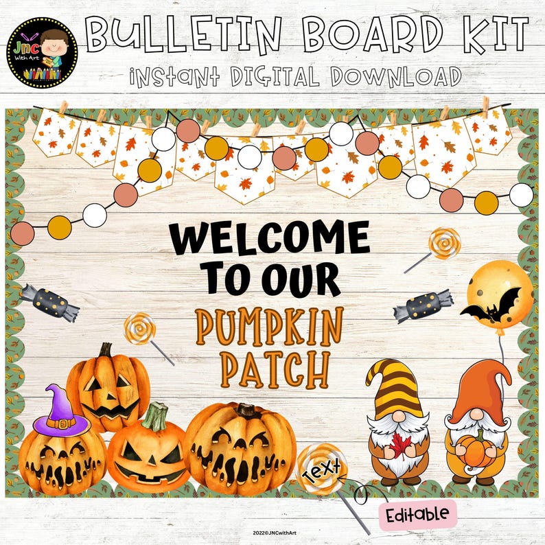 Halloween Gnomes Bulletin Board Kit Pumpkins Oct Door Decoration ...