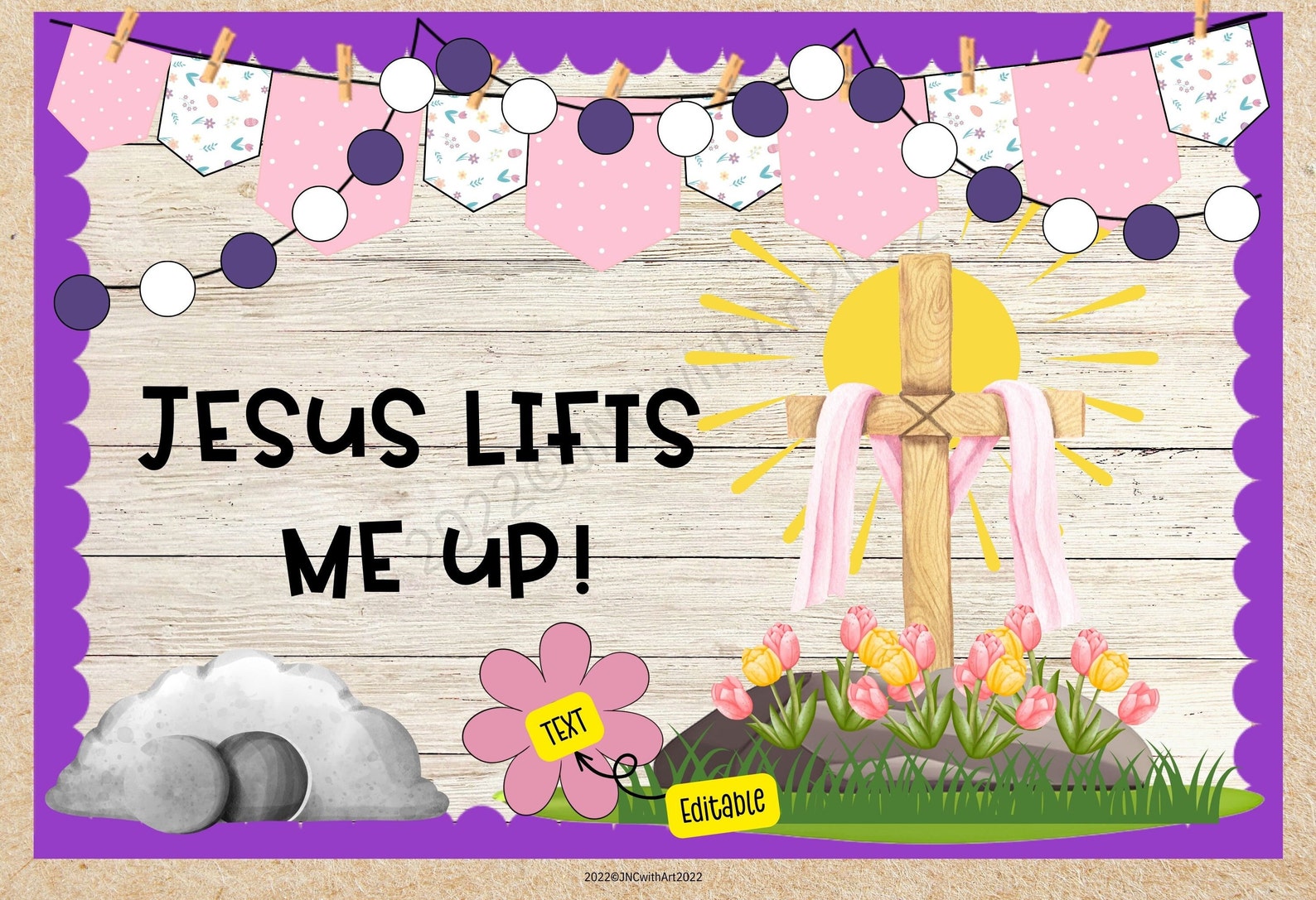 He is Risen Easter Bulletin Board Kit: Church Classroom Decor (editable ...