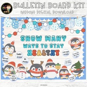 Winter Healthy Habits Bulletin Board Kit: Penguin Snowman Decor ...