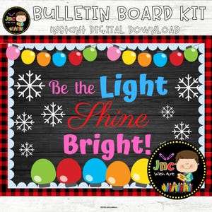 Merry Christmas Bulletin Board Kit Light up the World With Kindness ...