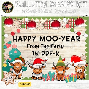 Christmas Highland Cow Bulletin Board Kit January Winter Door Decor ...