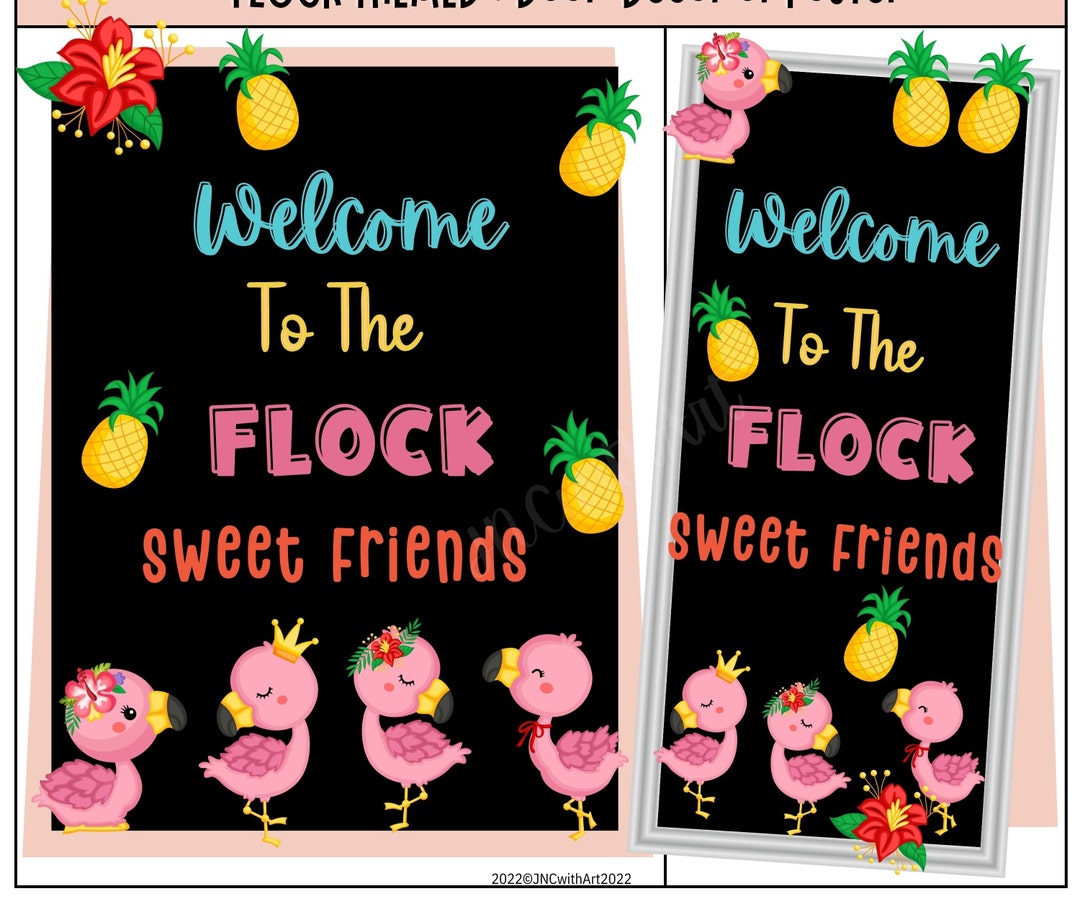 Flamingo Bulletin Board Kit Back to School Flock Door Decor - Etsy