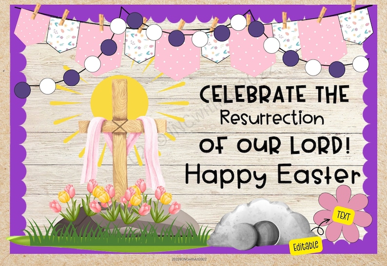 Resurrection Easter Bulletin Board Kit, He is Risen, Classroom Door ...