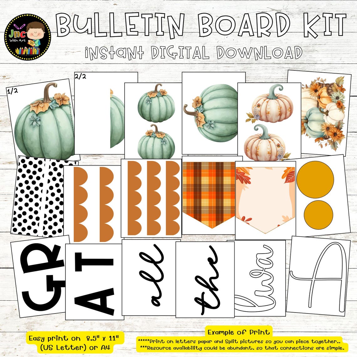 Thanksgiving Bulletin Board Kits Grateful Fall Door Decor Editable - Etsy