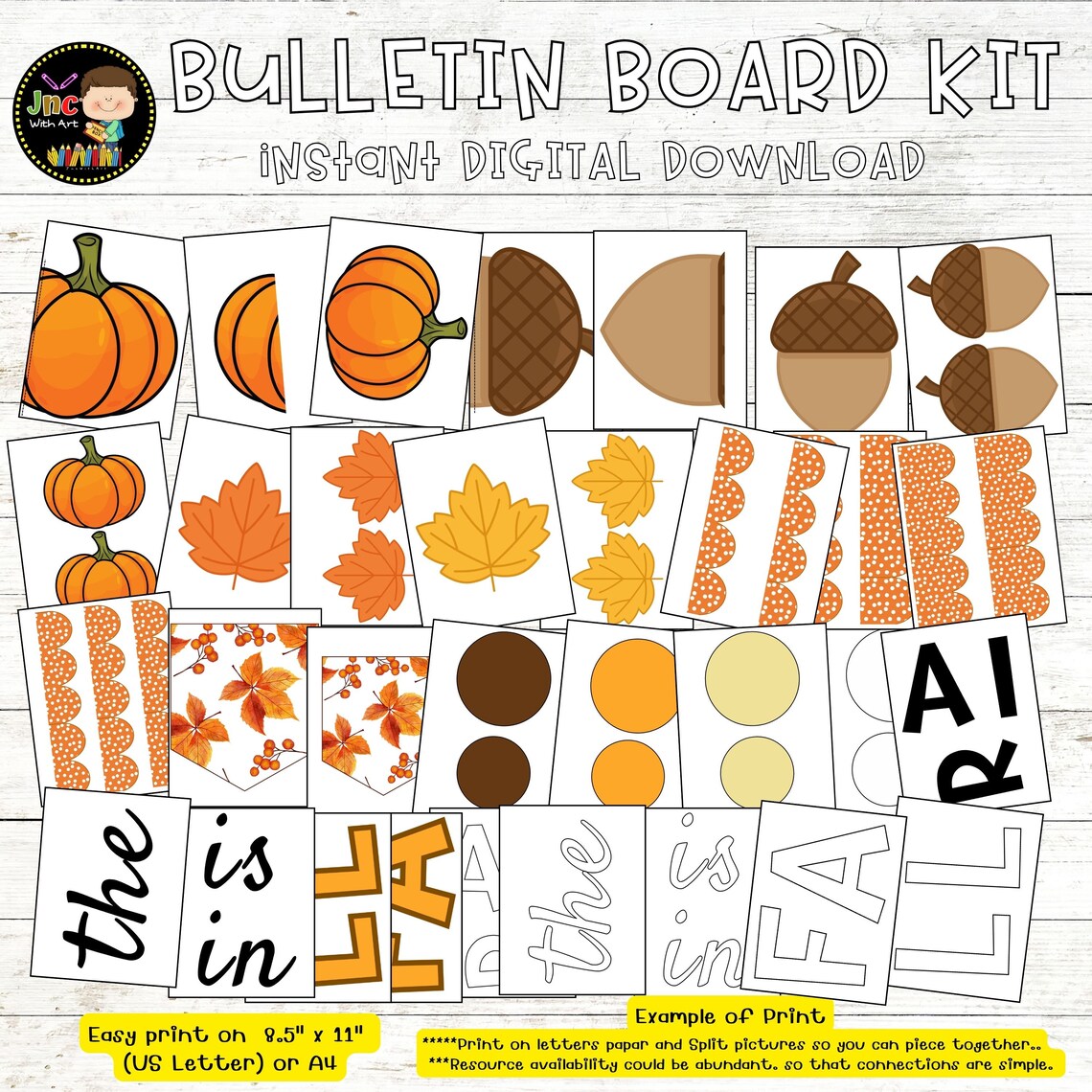 Fall Bulletin Board Kit Autumn Door Decor September Editable - Etsy