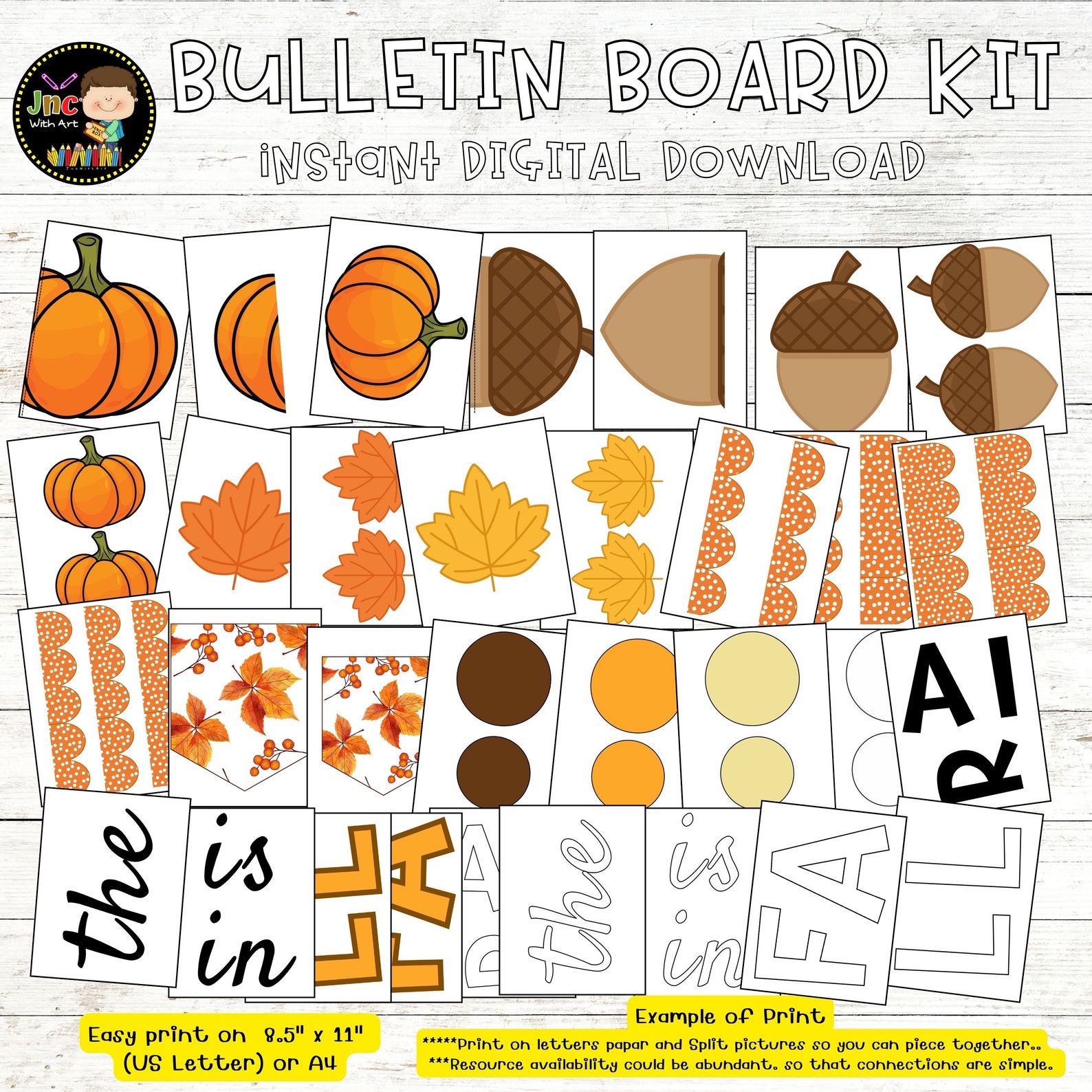 Fall Bulletin Board Kit Autumn Door Decor September Editable - Etsy