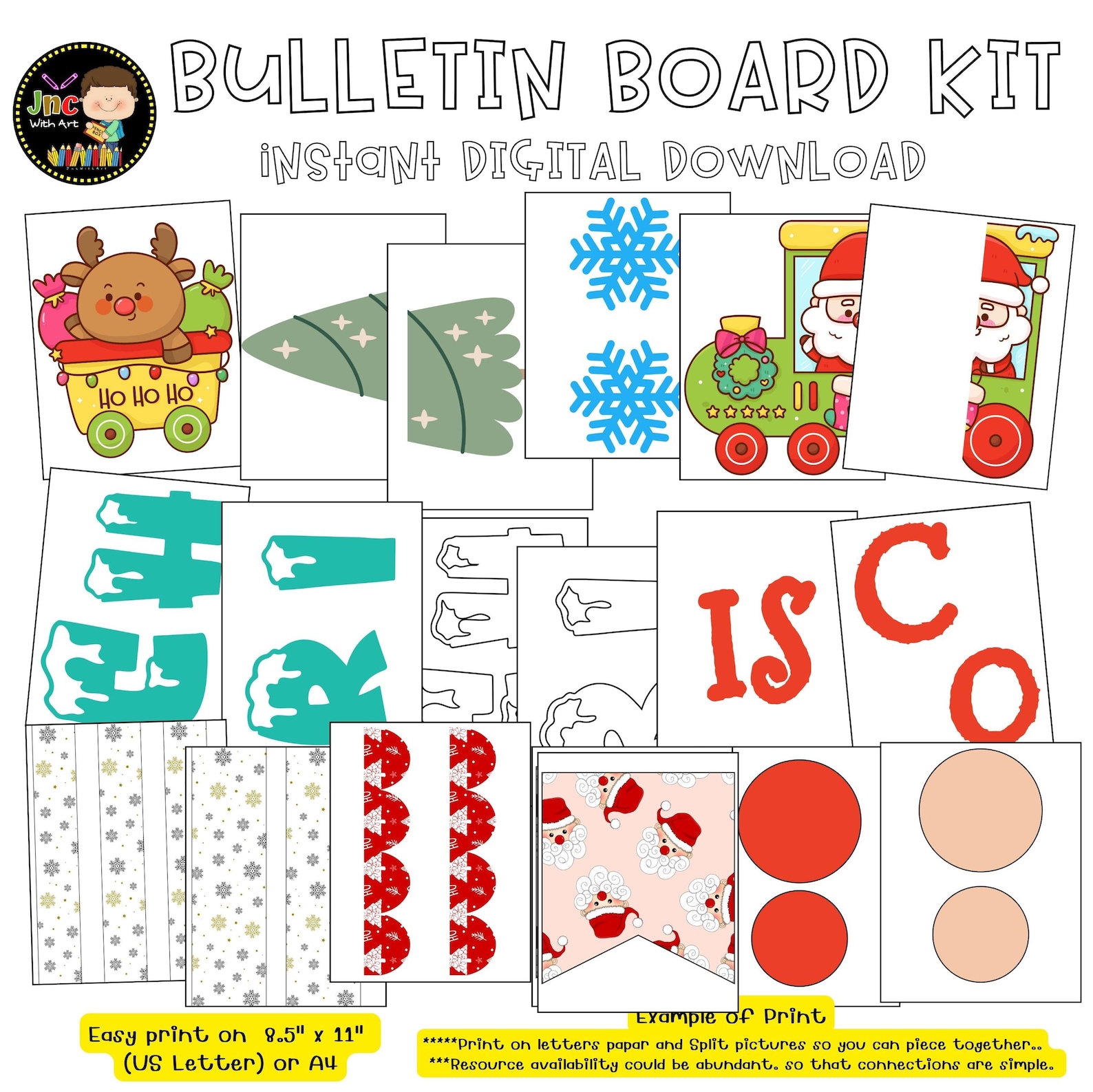 Christmas Train Bulletin Board Kit Festive Door Decor Editable - Etsy