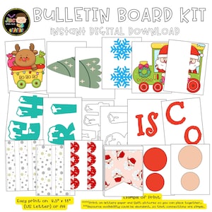 Christmas Train Bulletin Board Kit Festive Door Decor Editable - Etsy