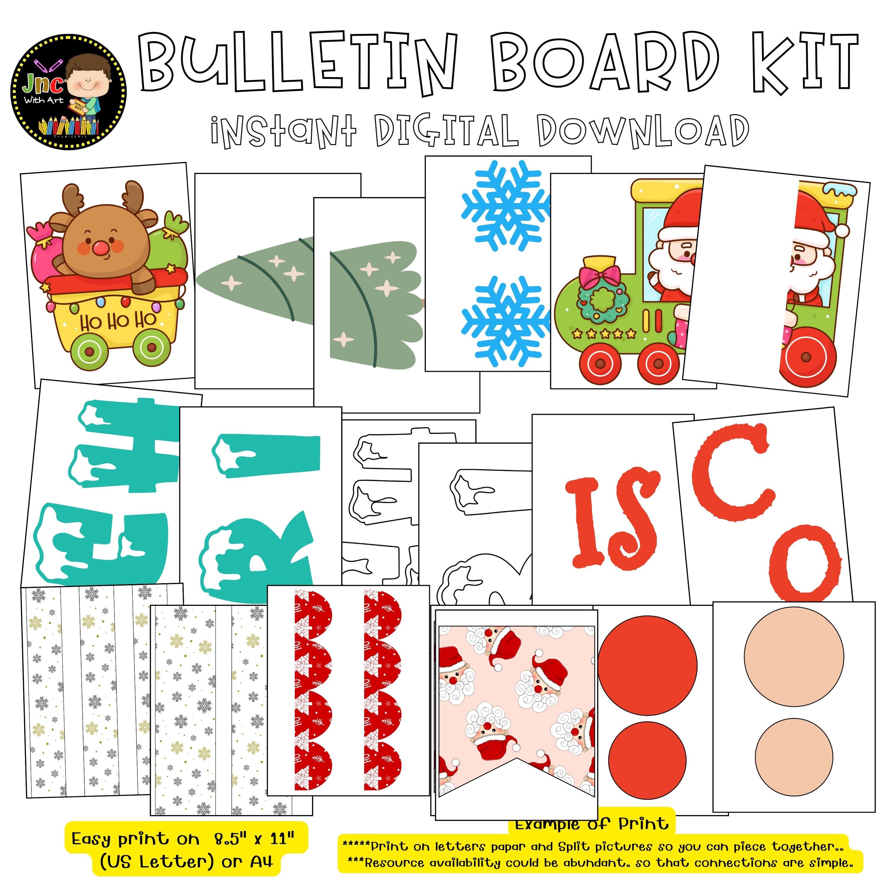 Christmas Train Bulletin Board Kit Festive Door Decor Editable - Etsy