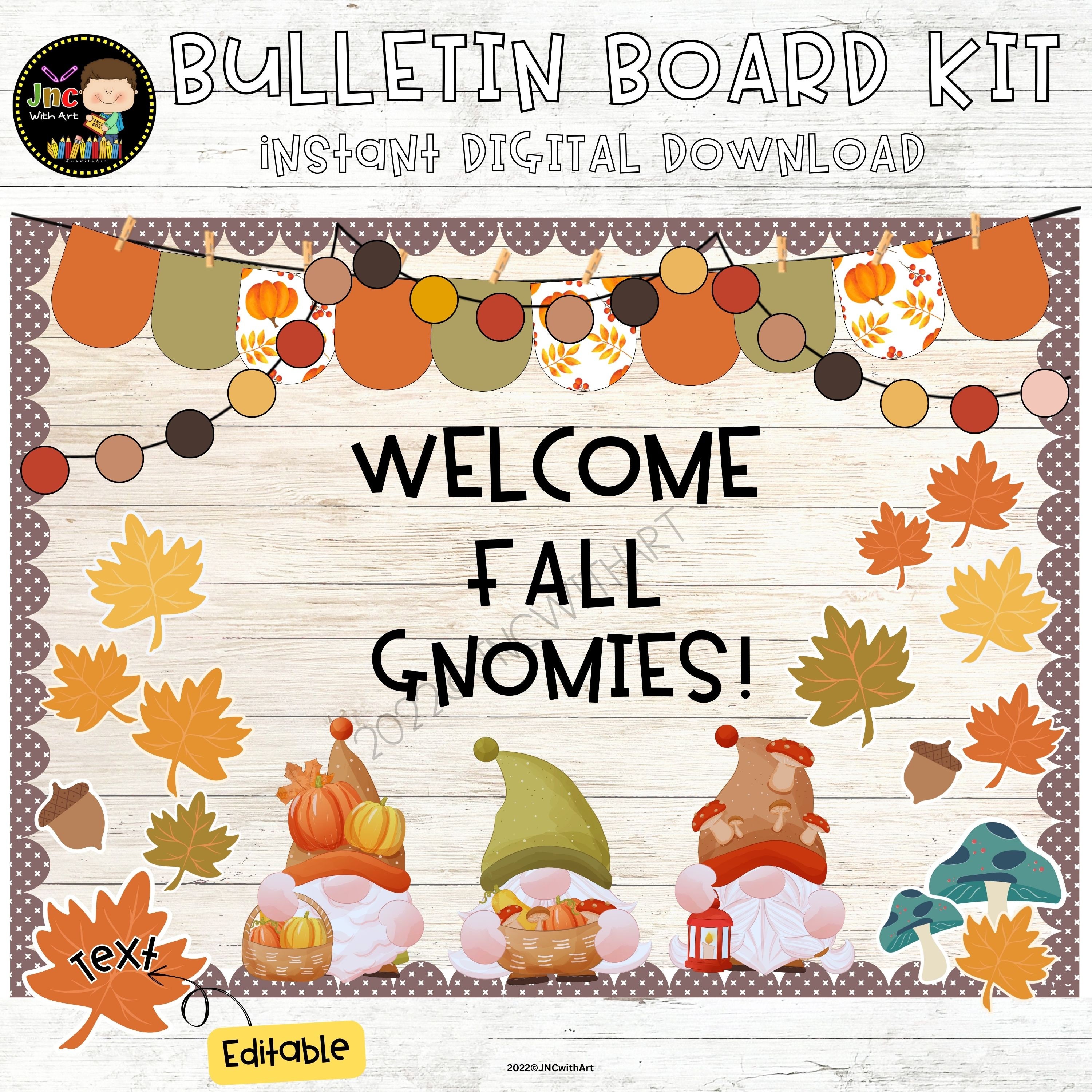 Welcome Fall Gnomies Kindness Bulletin Board Kit Door Decor Editable - Etsy