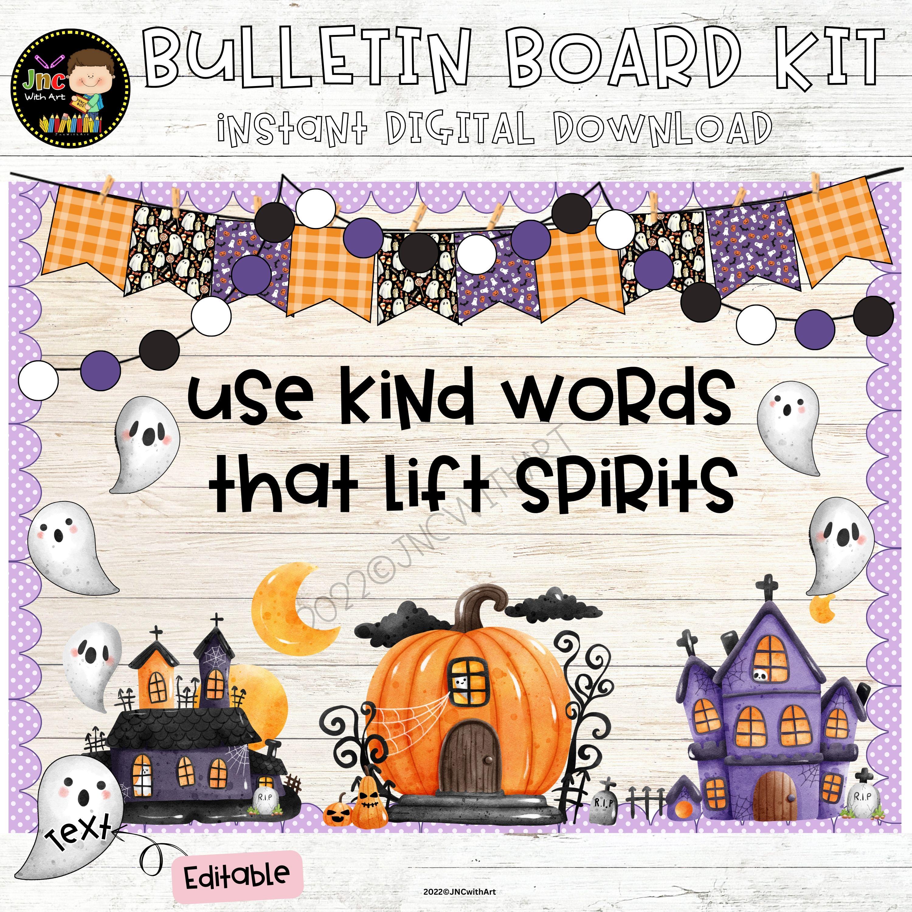 Haunted Houses Bulletin Board Kit Spooky Fall Halloween Door Decor ...
