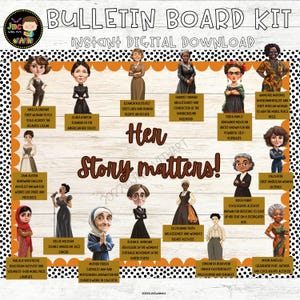 Women's History Month Bulletin Board Kit Women's Day Biography ...