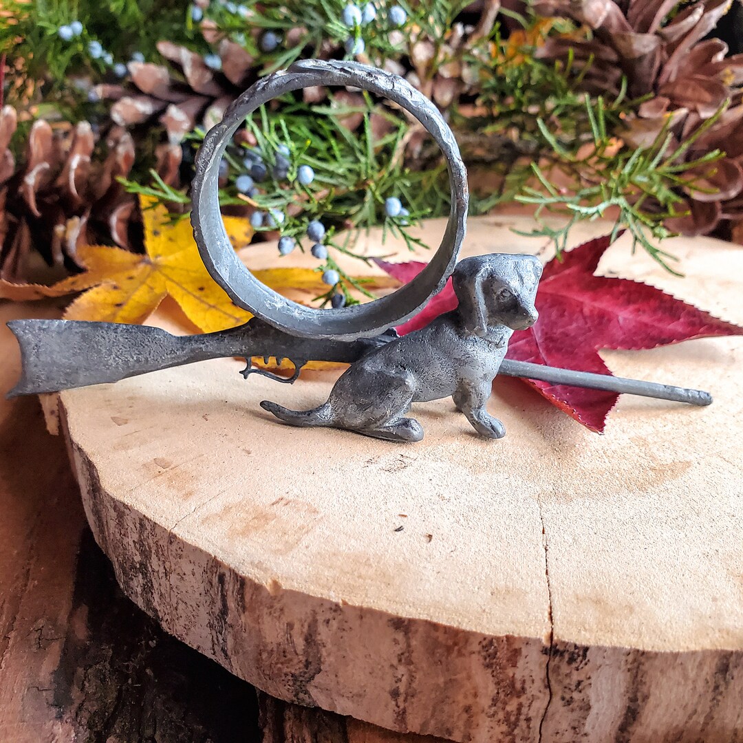 Antique Victorian Pewter Hunting Dog Figural Napkin Ring Hound & Rifle ...