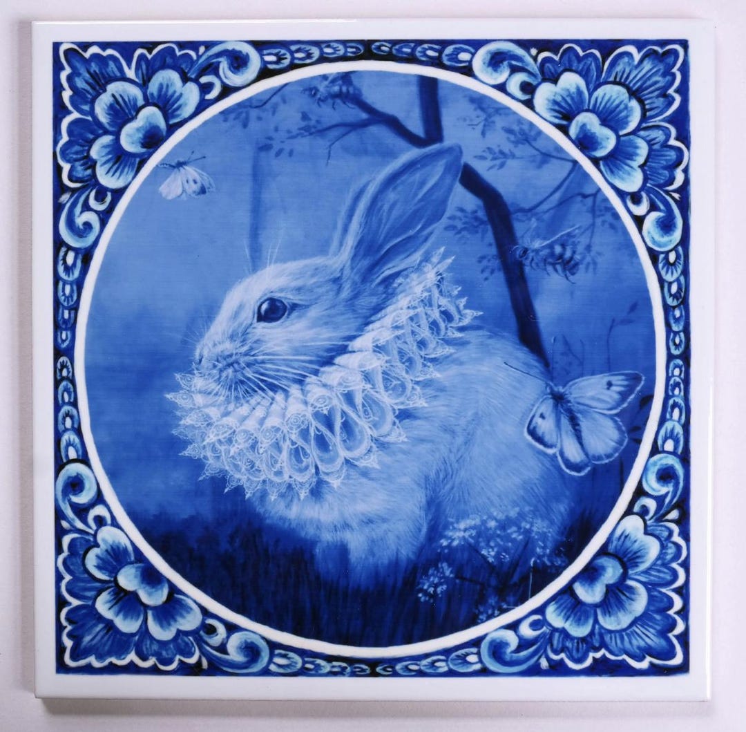 Delft Blue Art Tile "sanctuary " - Etsy