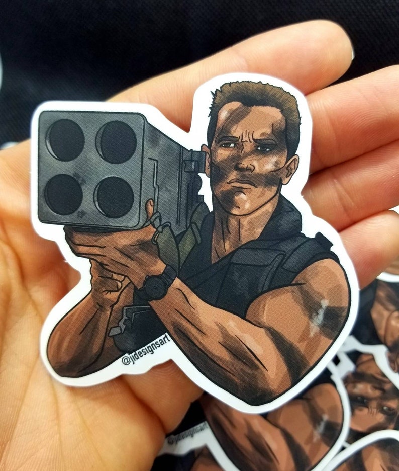 Commando Arnold Schwarzenegger Waterproof Matte Sticker | Etsy