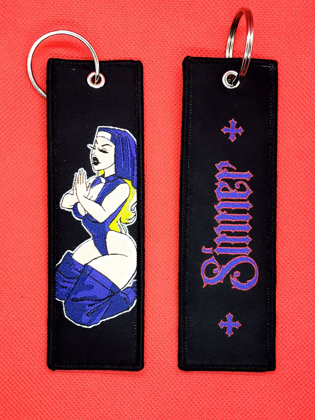 Sinner Sexy Nun *CLEARANCE* Woven Jet Tag Keychain - Etsy