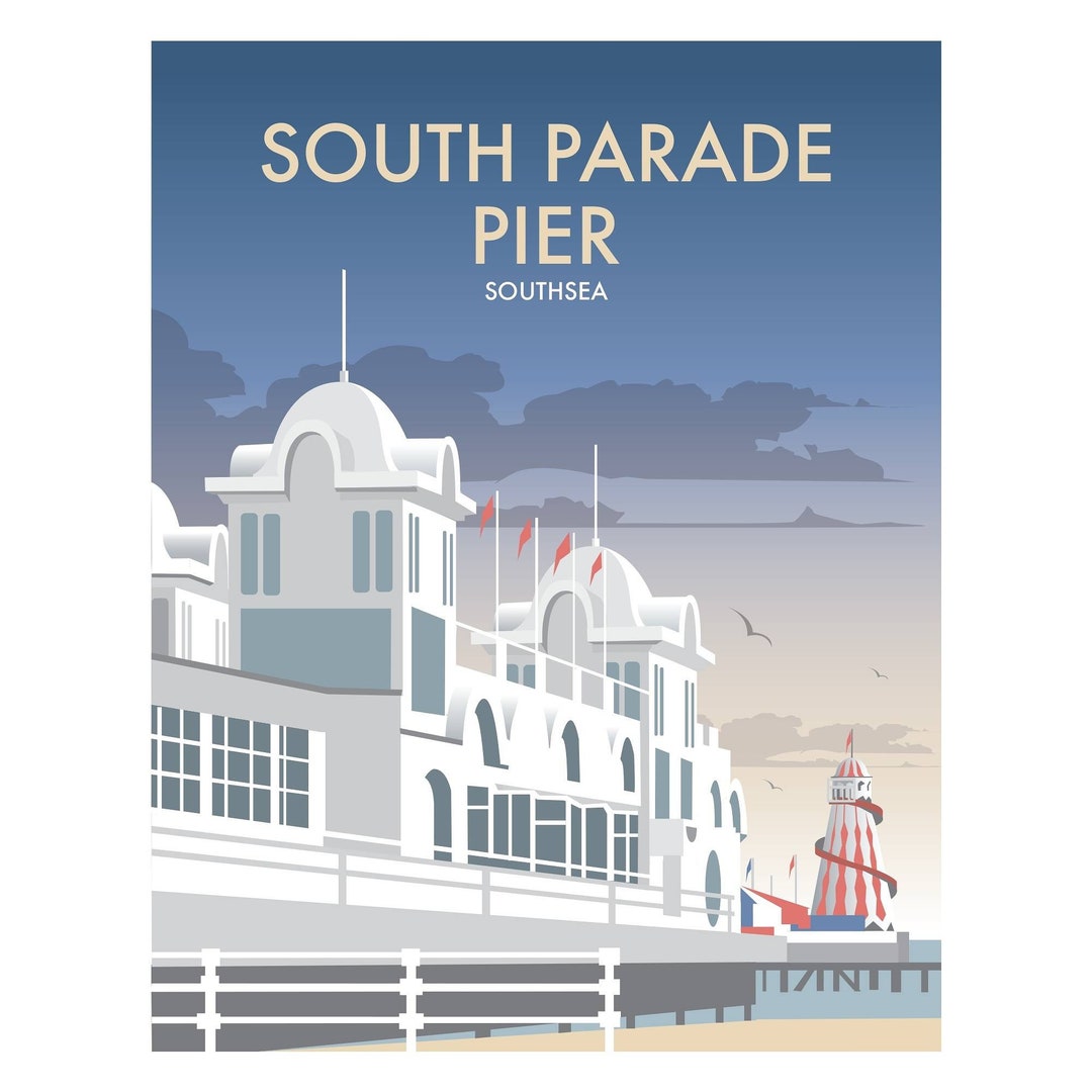 South Parade Pier, Southsea, Travel Poster, Dave Thompson Illustrations ...