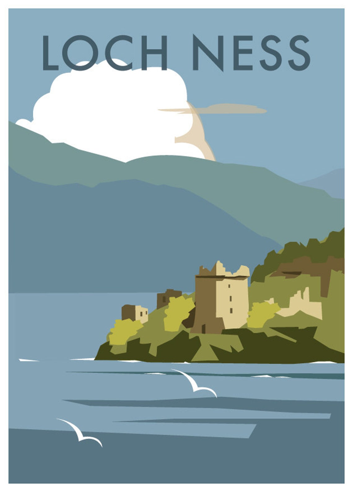 Loch Ness Travel Poster Print, Scotland - Etsy