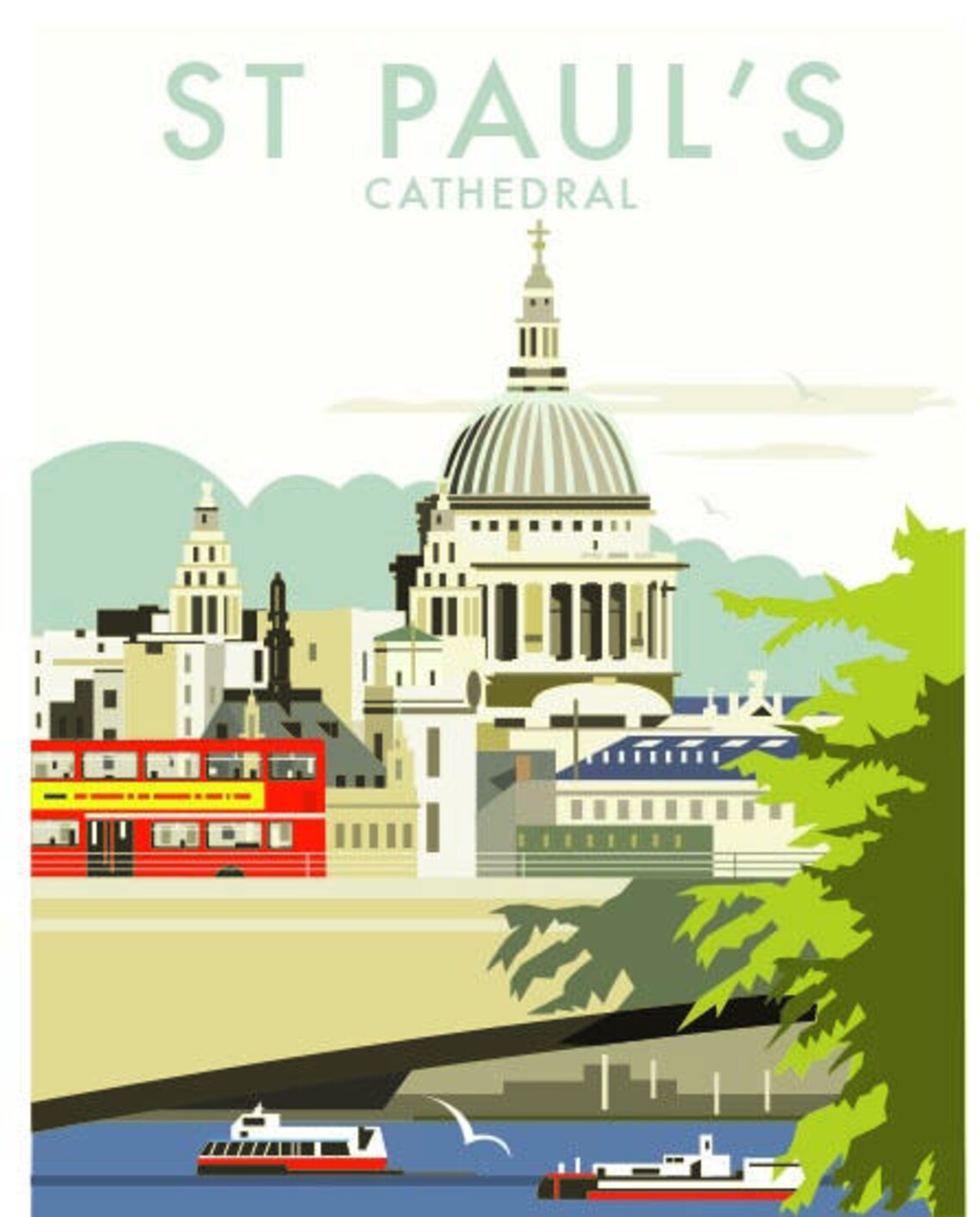 St Paul's Cathedral, London, Travel Poster Print, Dave Thompson ...