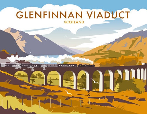 Glenfinnan Viaduct, Dave Thompson Illustration, Travel Poster, Railway ...