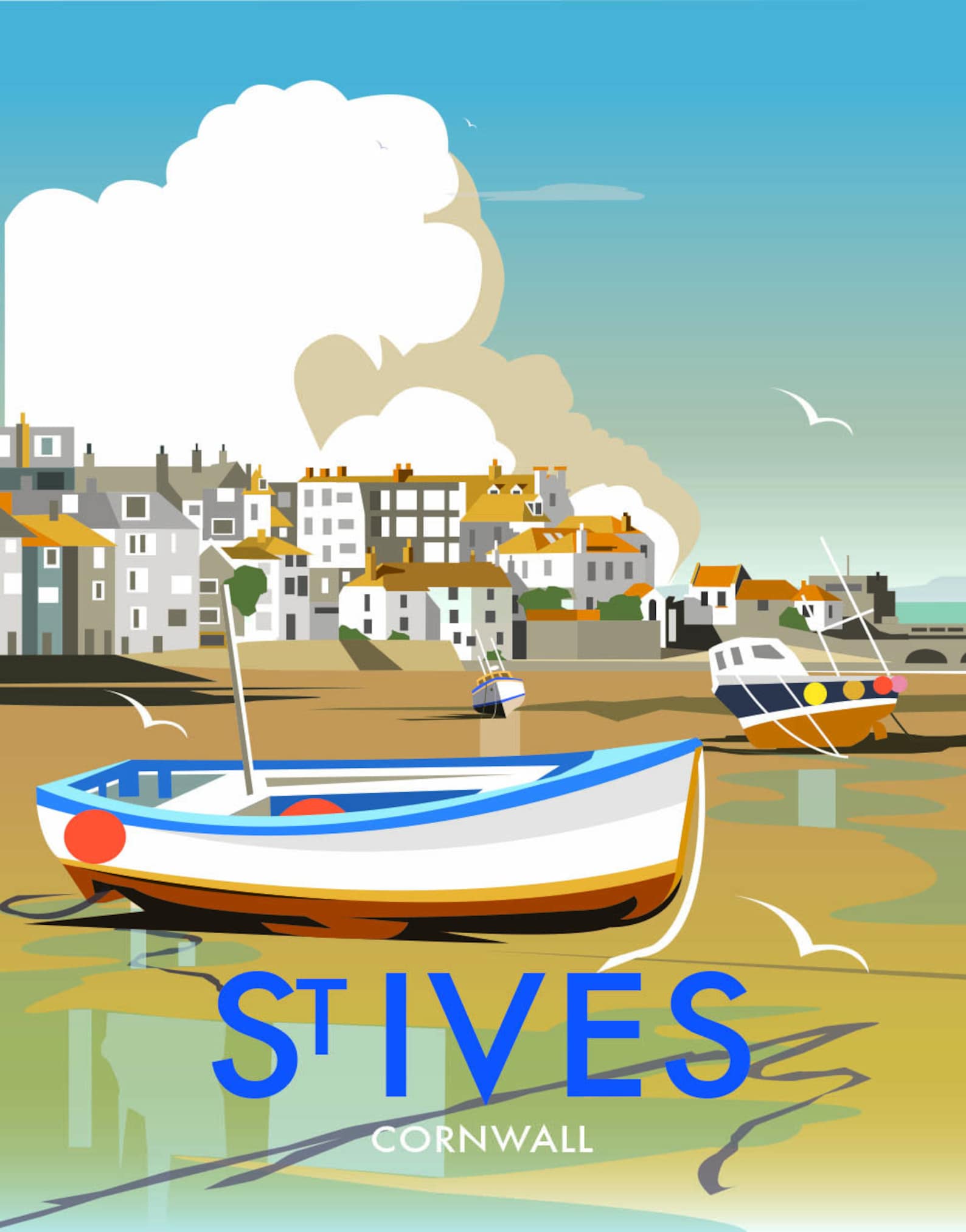 St Ives, Cornwall, Travel Print, Dave Thompson, Illustration, West ...