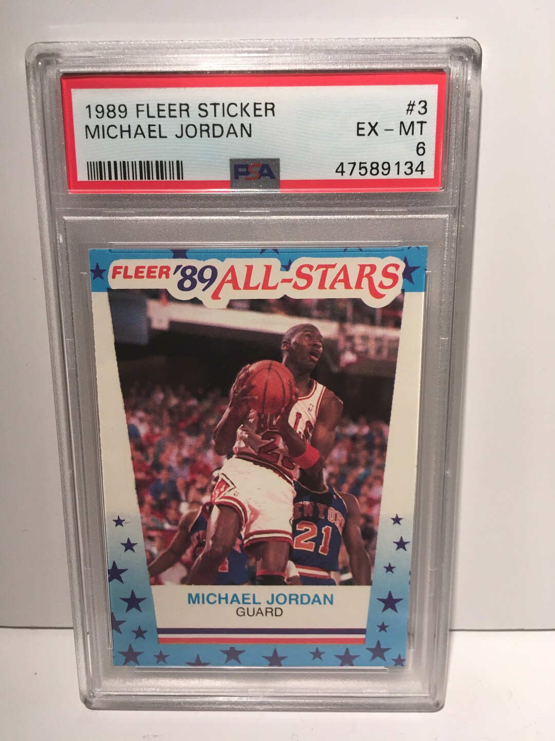 1989 Fleer Stickers MICHAEL JORDAN Chicago Bulls PSA 6 Hall of Famer ...