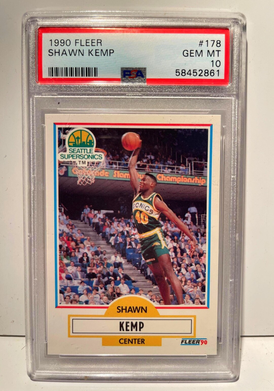1990 Fleer Shawn Kemp Supersonics PSA 10 Rookie Card - Graded Encased ...