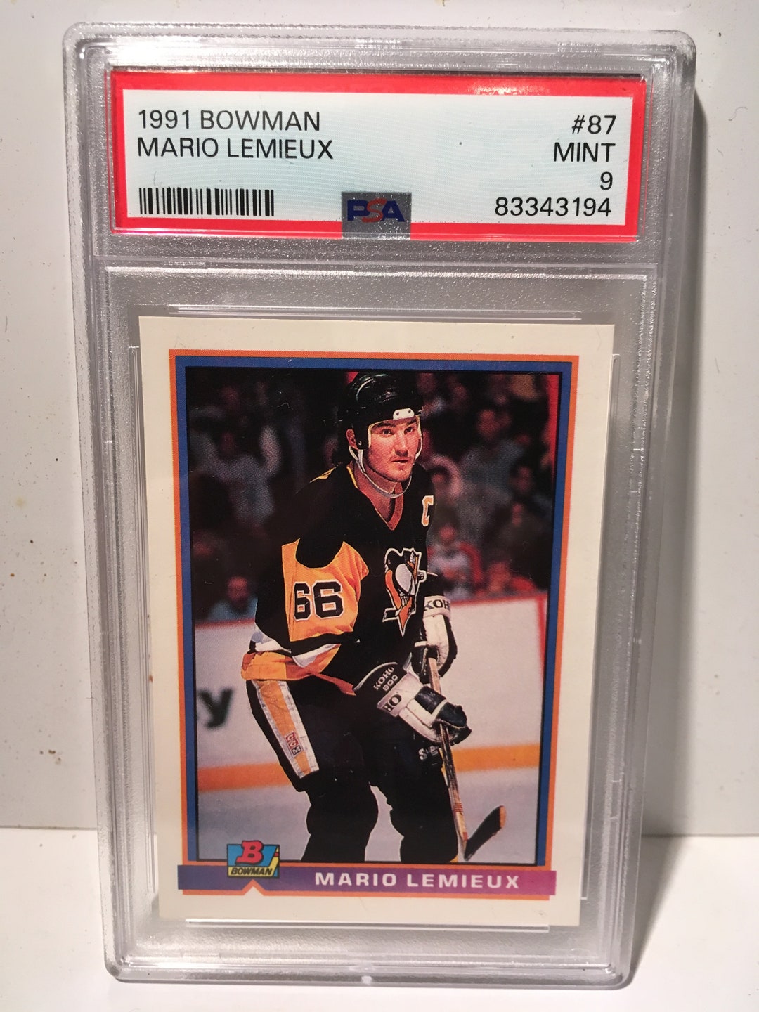 1991 Bowman Mario Lemieux Penguins HOF PSA 9 - Graded Encased - Etsy