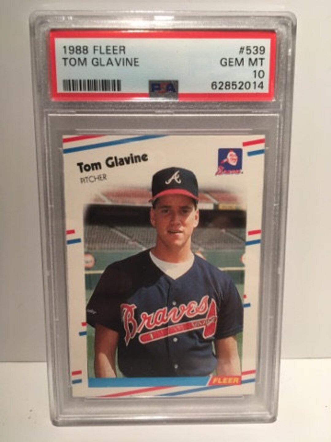 Tom Glavine 1988 Fleer Rookie Card RC Graded, Encased - PSA 10 Gem Mint ...