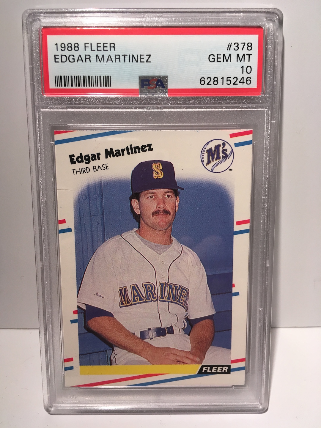 Edgar Martinez 1988 Fleer Rookie Card PSA 10 Gem Mint #378 Encased ...