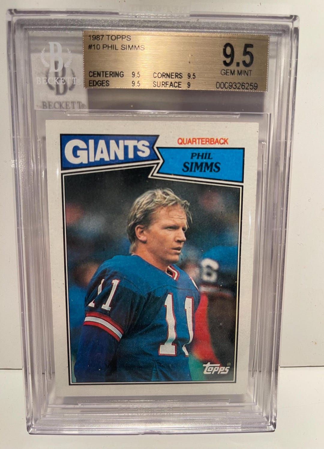 1987 Topps #10 Phil Simms BGS 9.5 Giants Gem Mint Legendary Card - Etsy