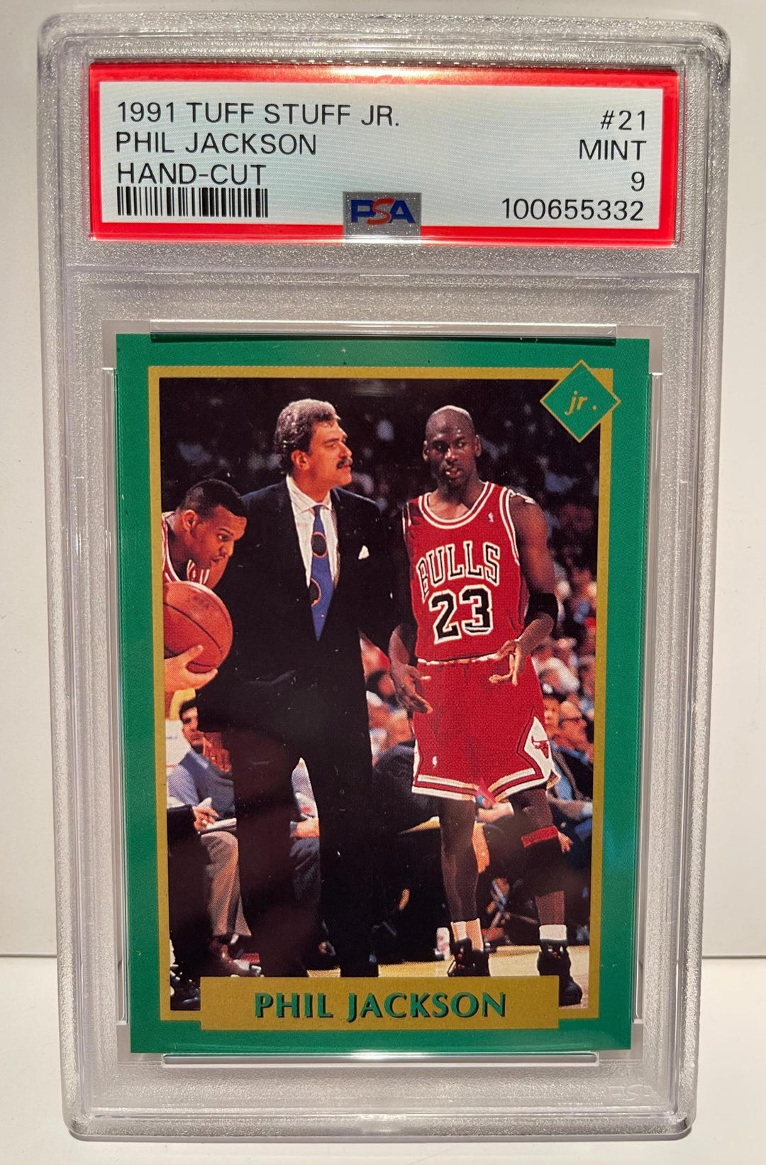 1991 Tuff Stuff Jr Phil Jackson W/ Michael Jordan Hand Cut #21 Bulls ...