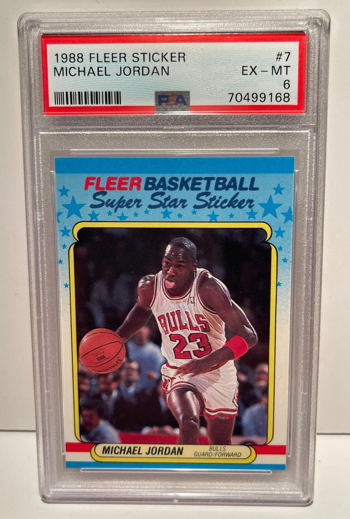 1988 Fleer Sticker Michael Jordan #7 PSA 6 - Graded Encased Very Sharp ...