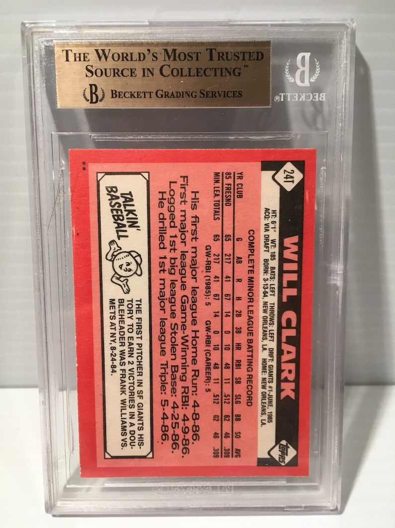 Will Clark 1986 Topps Traded Rookie Graded/encased & | Etsy