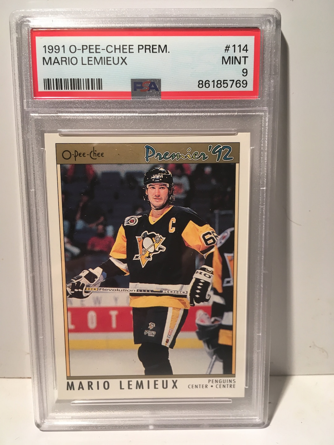 1991-92 OPC O-pee-chee Premier #114 MARIO LEMIEUX Psa 9 Mint - Graded ...