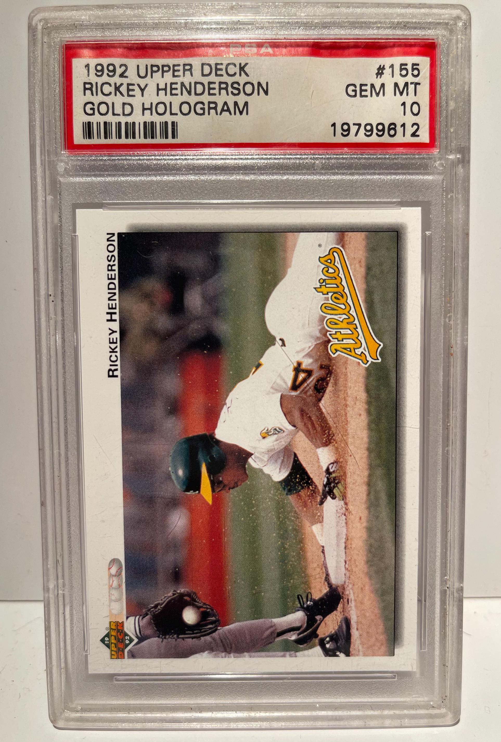 Rickey Henderson 1992 Upper Deck Gold Hologram Trading Card Graded ...