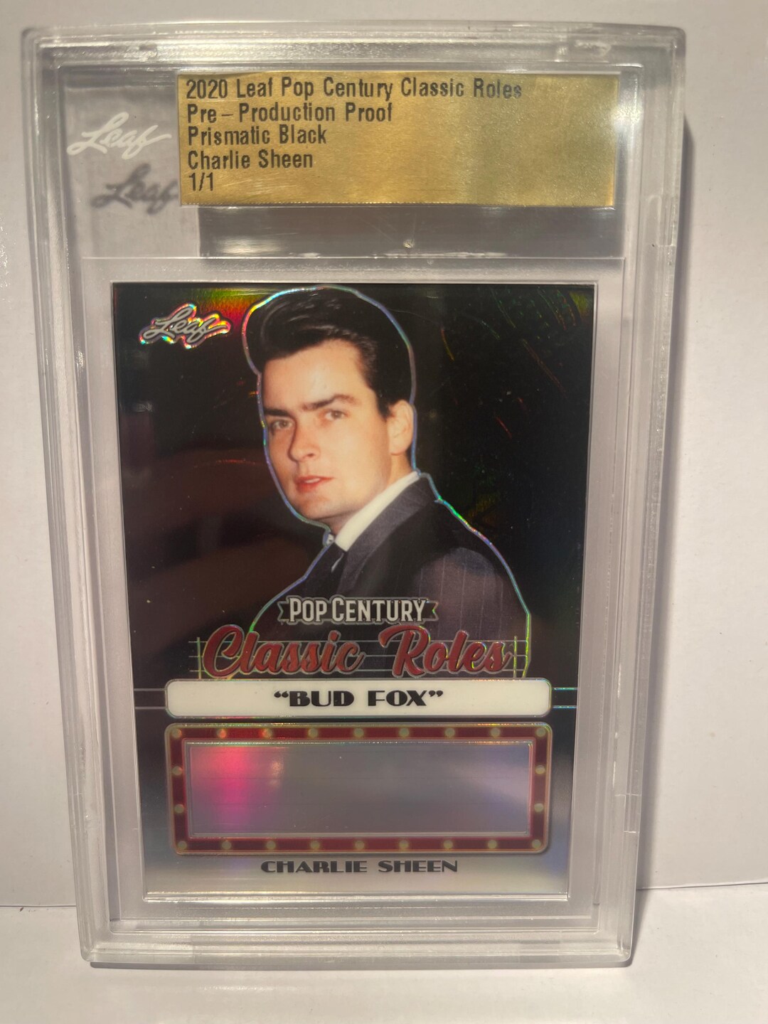 Charlie Sheen "bud Fox" 2020 Leaf Pop Century Prismatic Black - Classic ...