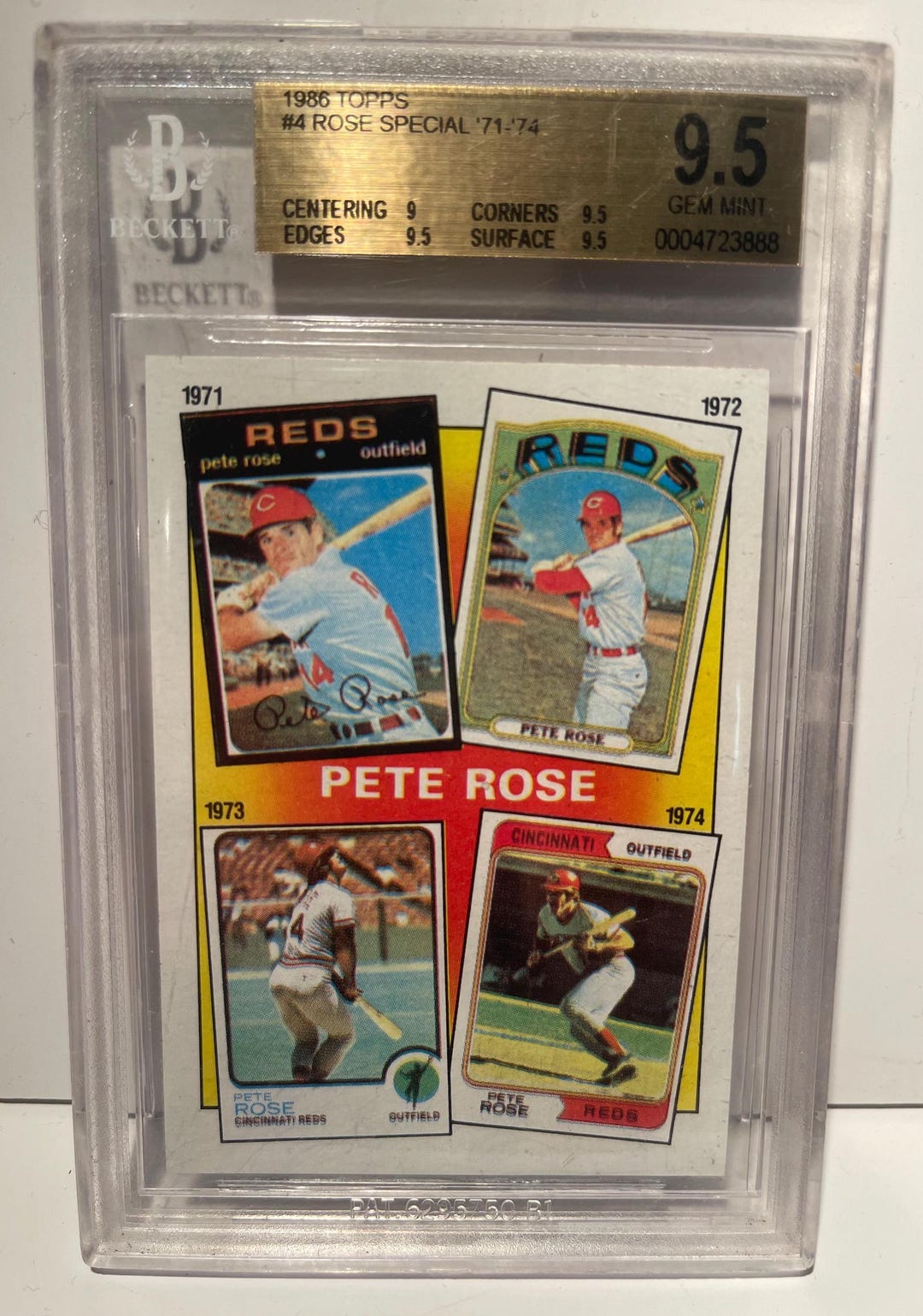 Pete Rose 1986 Topps Special 71-74 - Graded, Authenticated, Encased ...