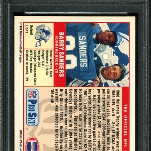 1989 Pro Set Barry Sanders Rookie Card RC #494 PSA 9 MINT - Graded ...