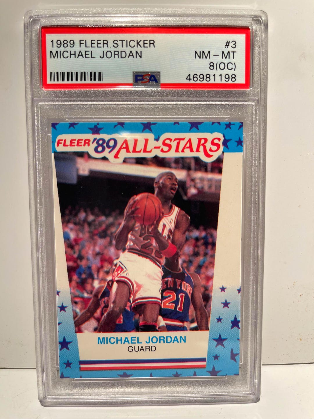 1989 Fleer Stickers Michael Jordan Chicago Bulls PSA 8 OC MINT! Hall of ...