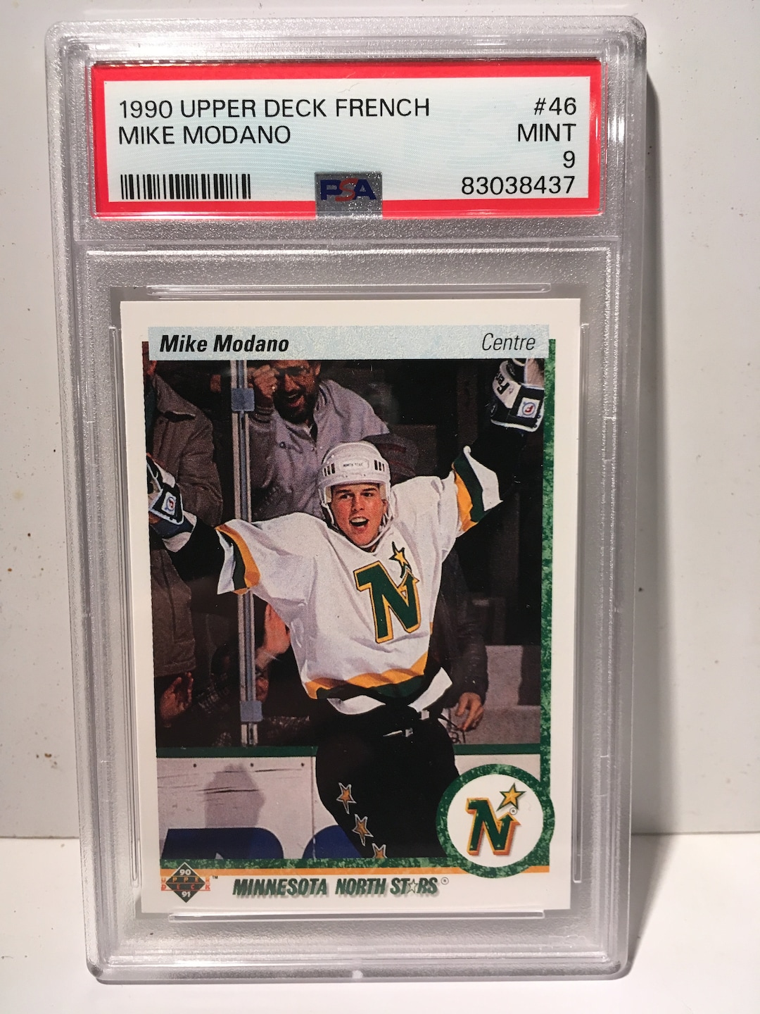 1990 Upper Deck French Mike Modano RC Rookie Card PSA 9 Encased Graded ...