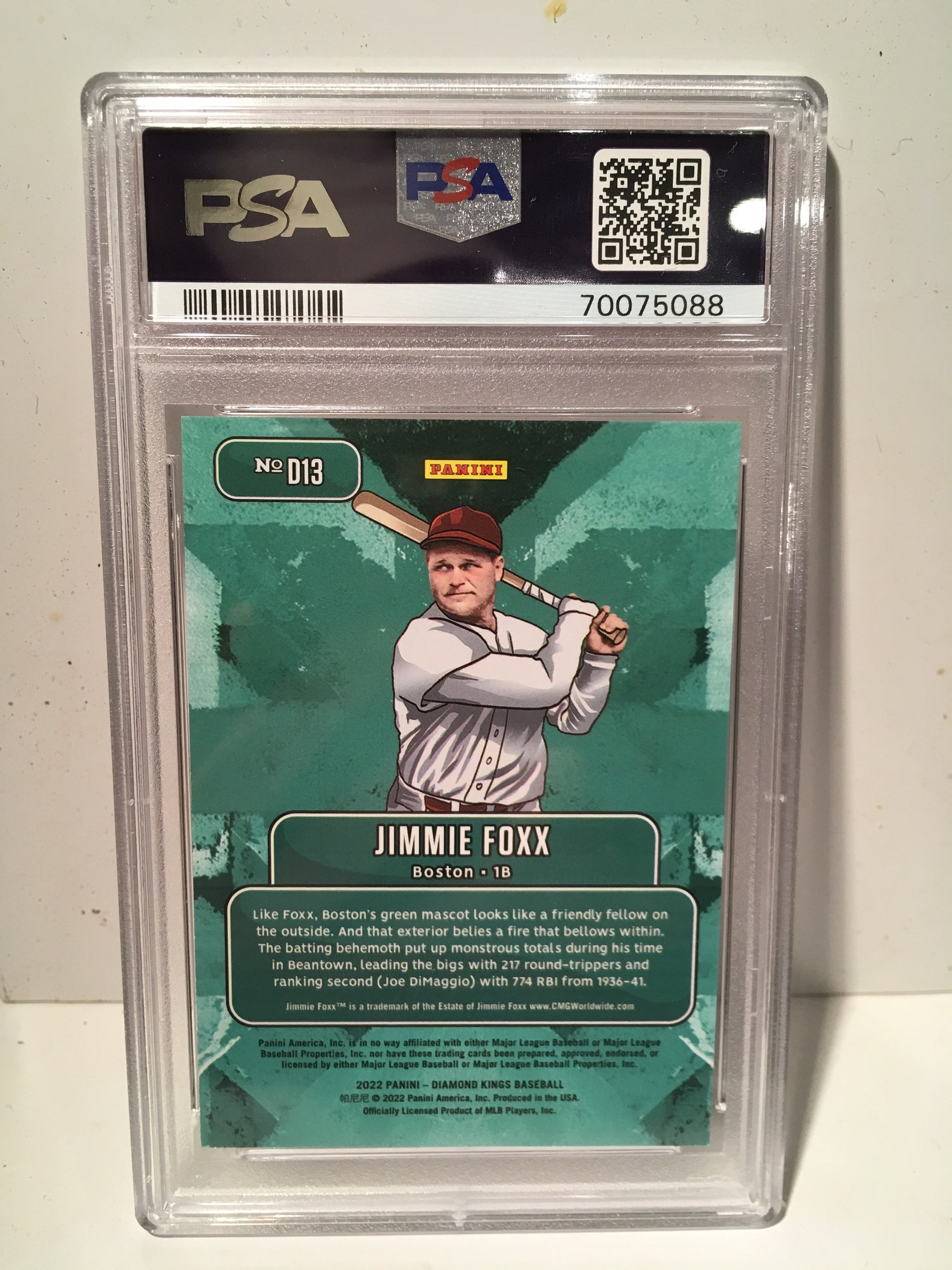 2022 Diamond Kings Downtown Jimmie Foxx & Mascot PSA 10 Gem Mint Graded ...