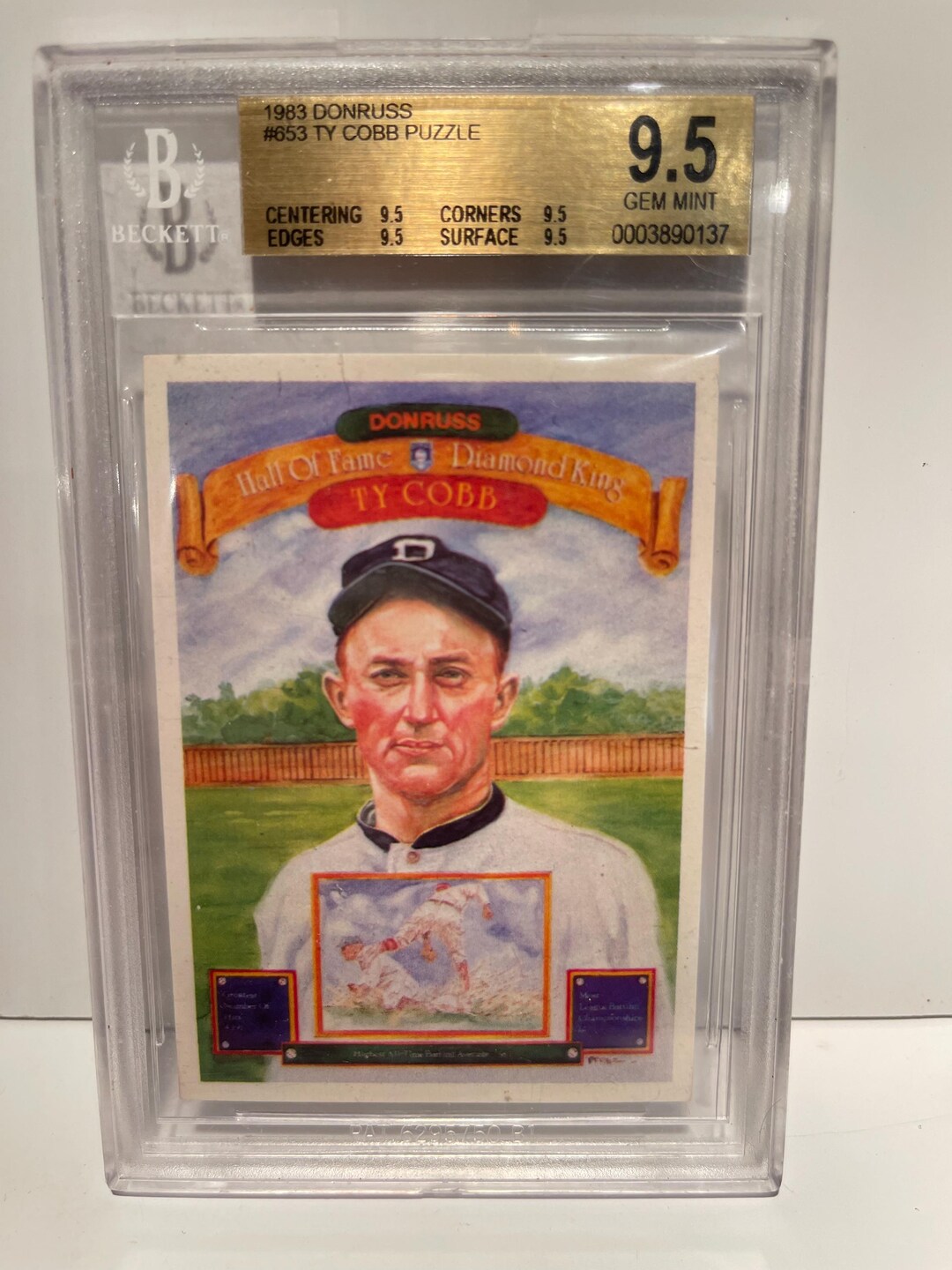 1983 Donruss Puzzle Card Hall of Fame Diamond King Ty Cobb #653 Beckett ...