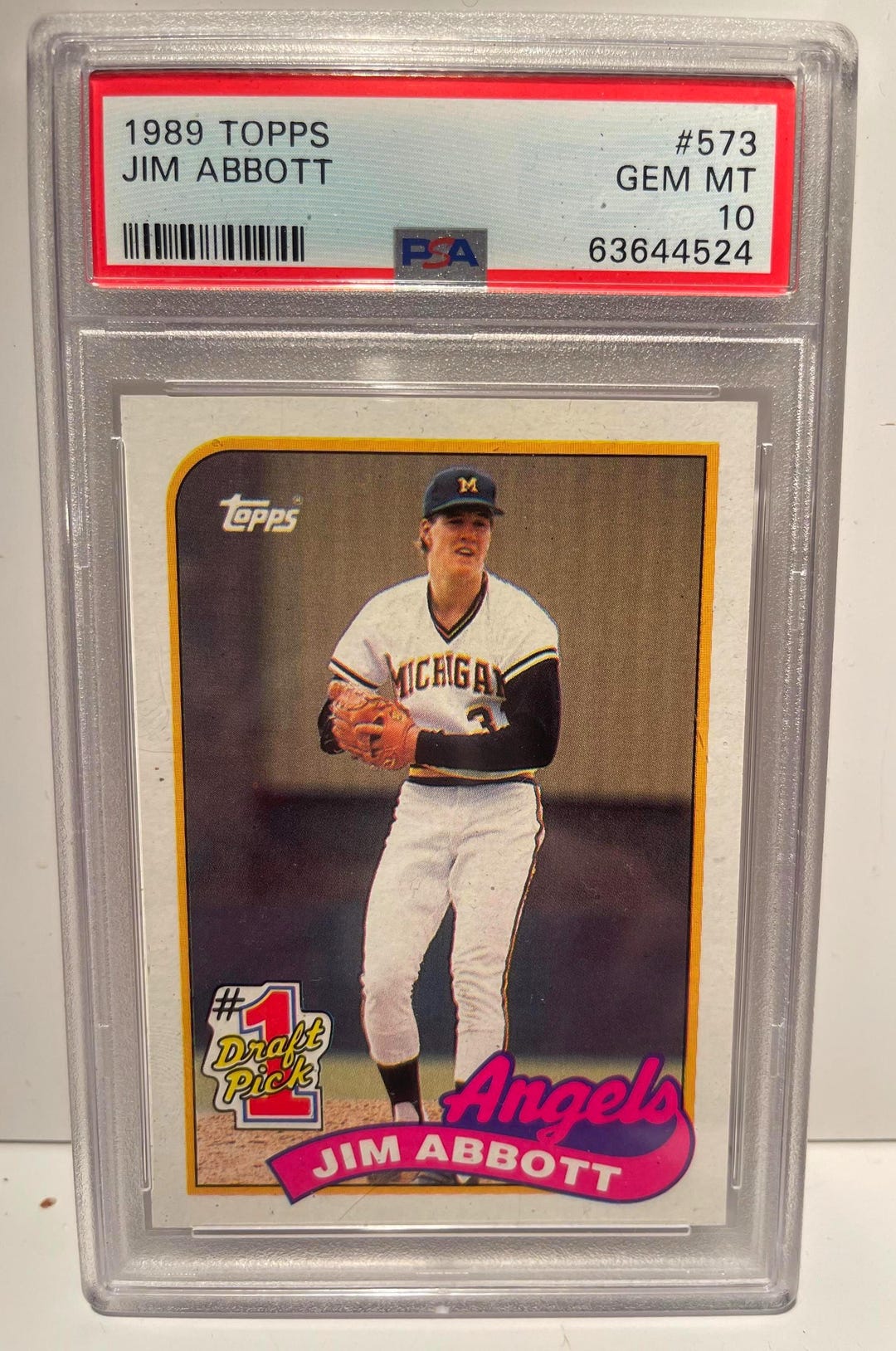 1989 Topps Jim Abbott #755 Rookie #1 Draft Pick PSA 10 Michigan ...