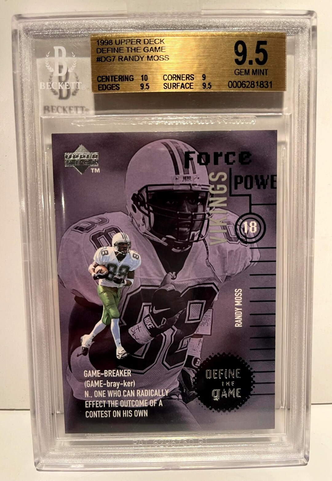 1998 Upper Deck Define the Game Rookie Randy Moss RC #DG7 BGS 9.5 - Etsy