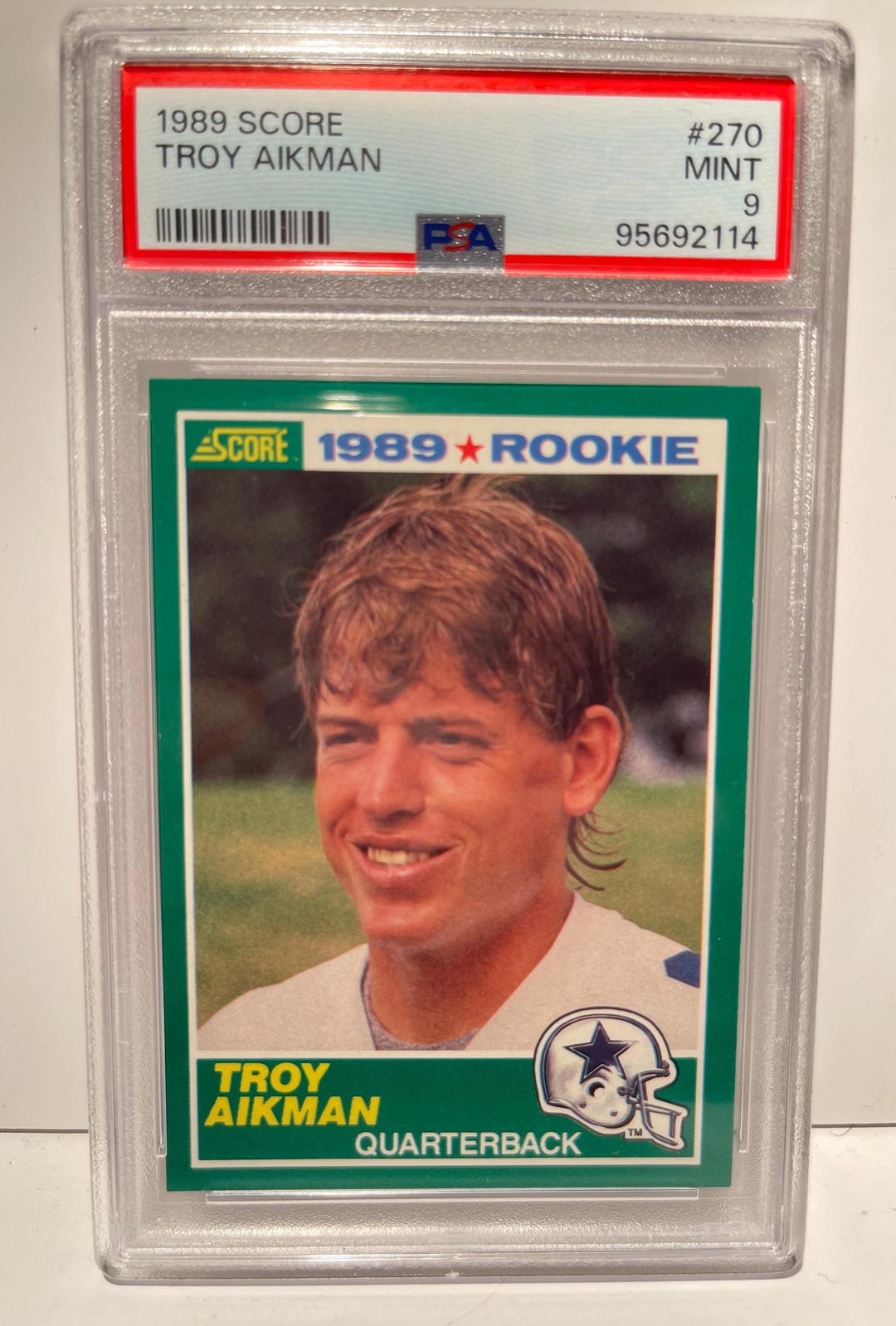1989 Score Troy Aikman RC Rookie PSA 9 Mint #270 Encased Graded - Etsy