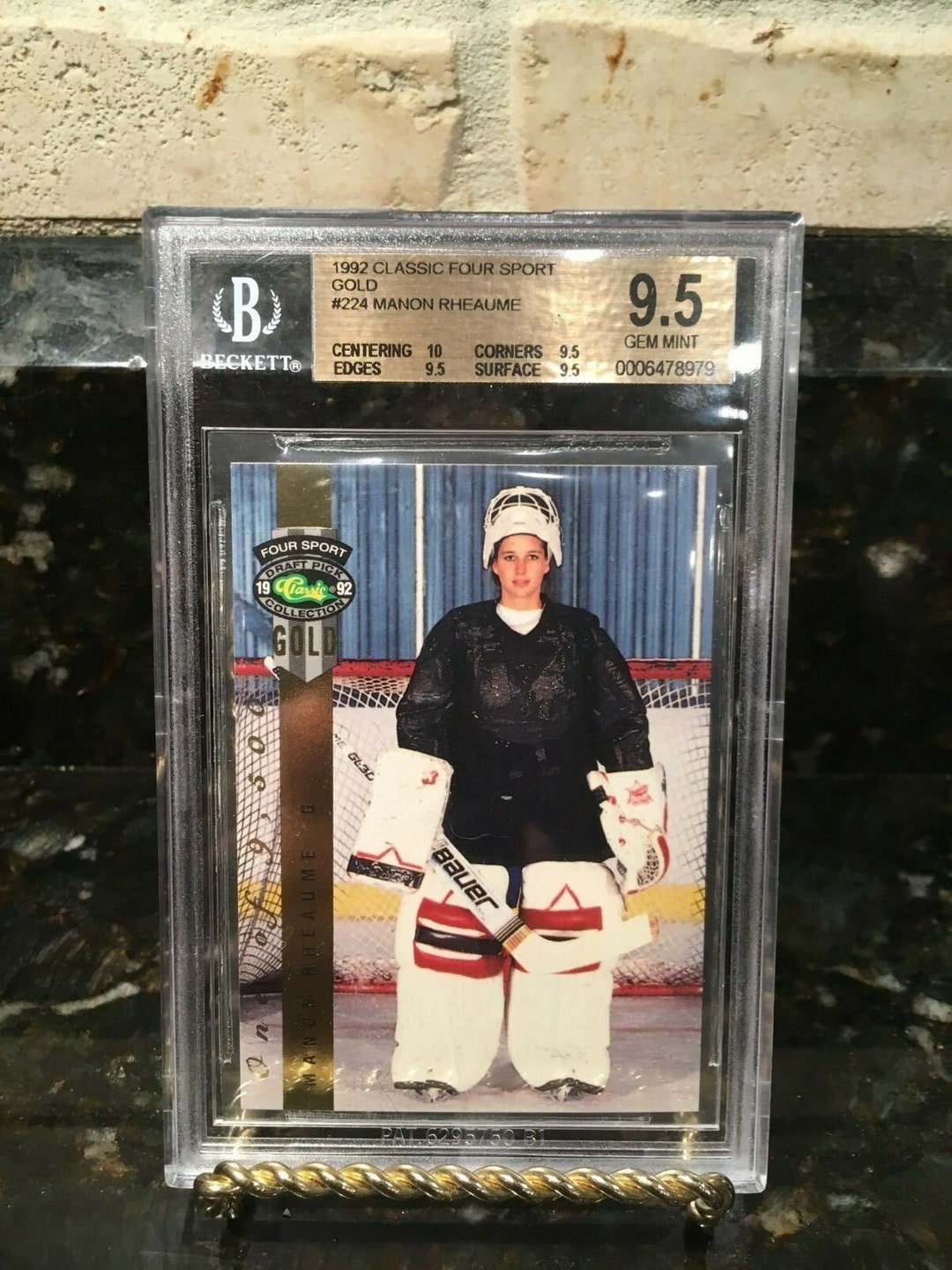 1992 Classic Four Sport Gold Manon Rheaume ROOKIE #224 Beckett 9.5 ...