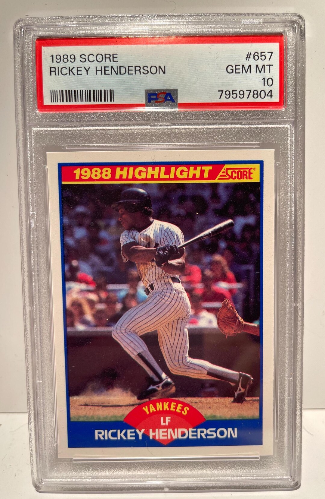 Rickey Henderson 1989 Score Trading Card Graded Authenticated Encased ...